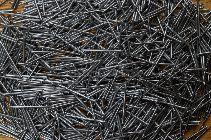 Close-up Pile of Small Gray Metal Nails Stock Photo - Image of group ...