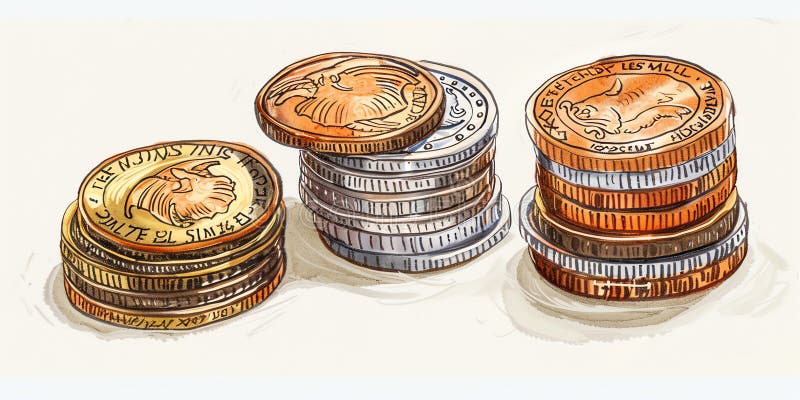 A Pile Small Stack of Fantasy Copper Stock Illustration - Illustration ...