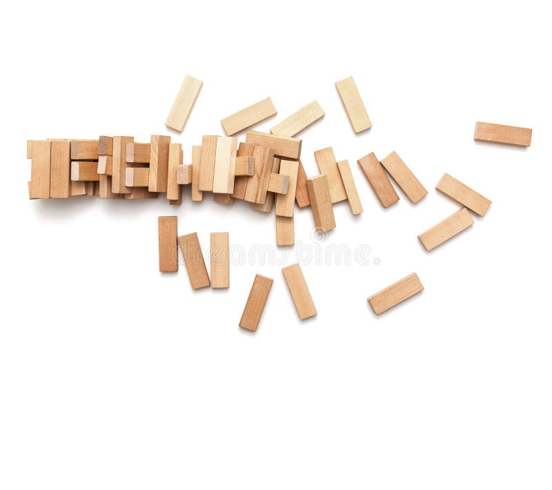 A Pile of Small Wooden Blocks from a Collapsed Tower Stock Photo ...