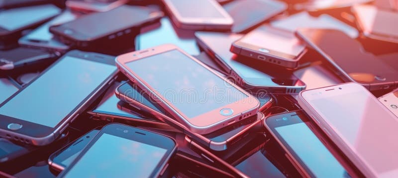 Pile of Smart Phones, Abstract Technology and Innovation Background ...