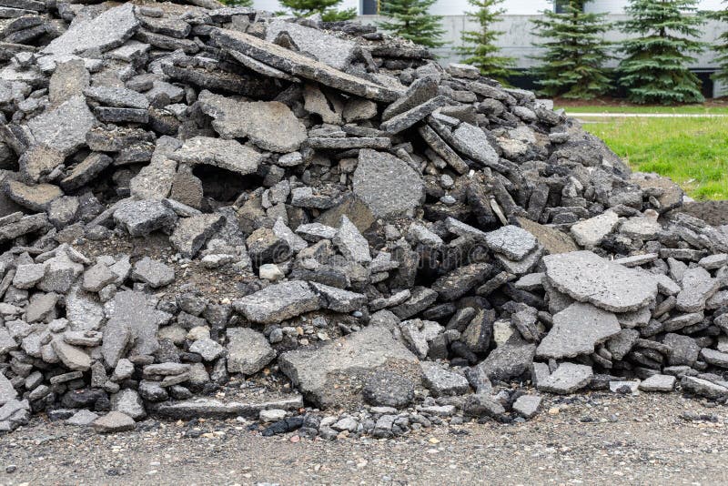 Pile of Smashed Asphalt Rubble. Road Repairing. Stock Image - Image of ...