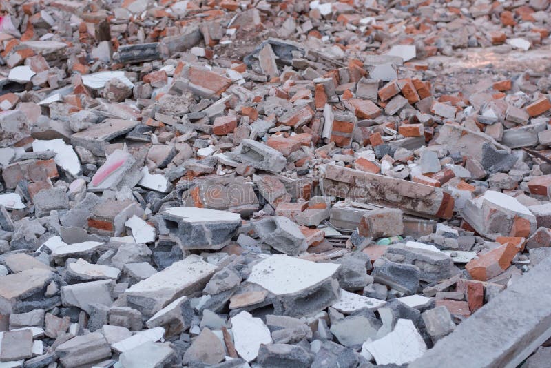 A pile of smashed concrete stock photo. Image of destruction - 111092780