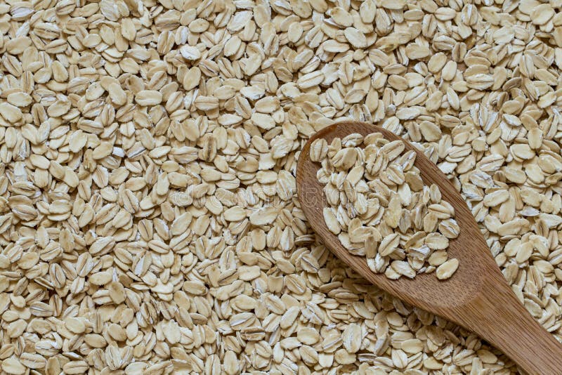 Pile of Smashed Oat Seed with Wooden Spoon Stock Image - Image of ...