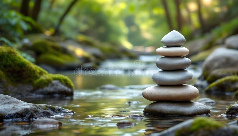 A Pile of Smooth Gray River Stones in a Calm Stream. Generated Ai Stock ...