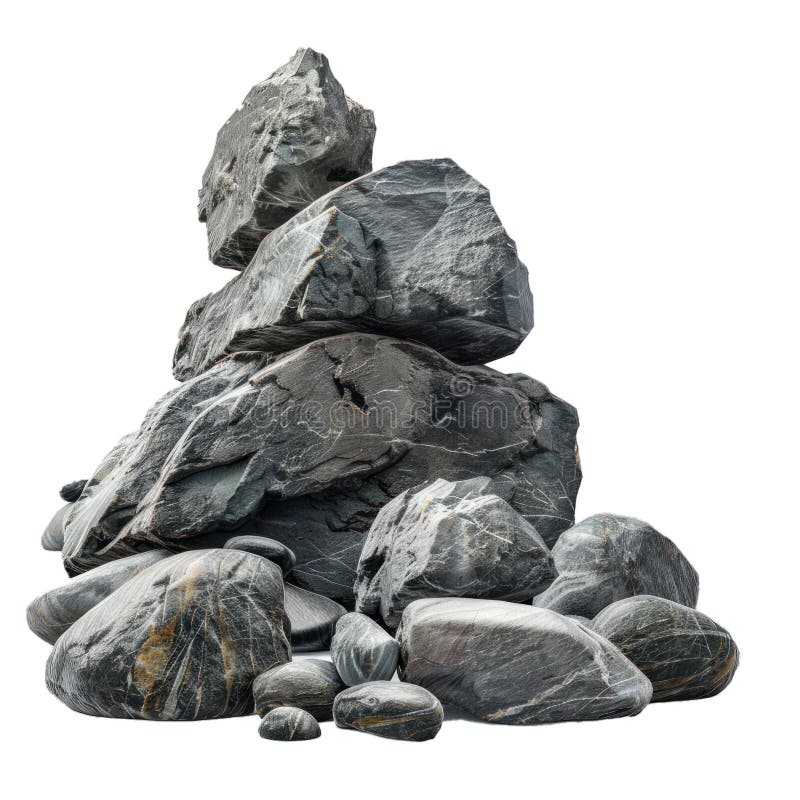 Pile of Smooth Rocks on Transparent Background Stock Photo - Image of ...
