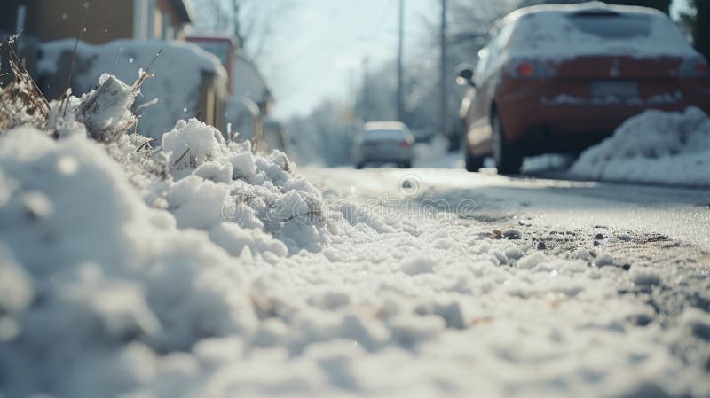 A Pile of Snow Sitting on the Side of a Road. Suitable for Winter ...