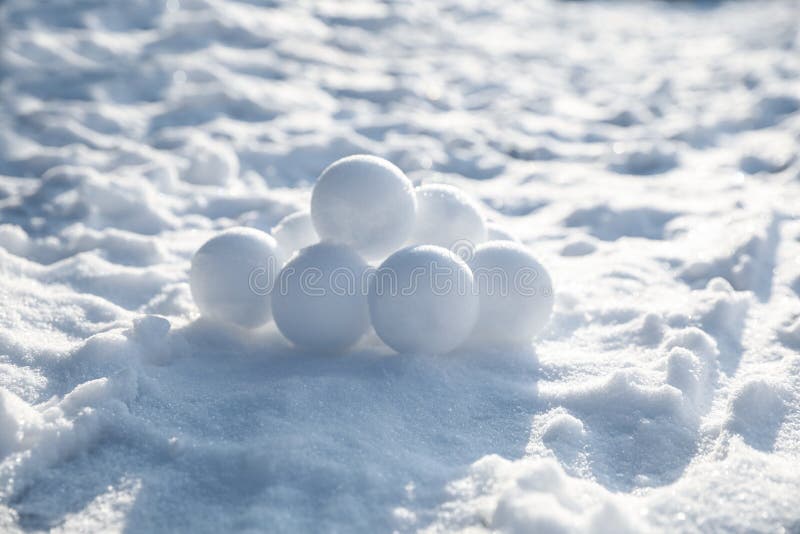 Pile of Snowballs on the Ground Stock Image - Image of heap, outdoor ...