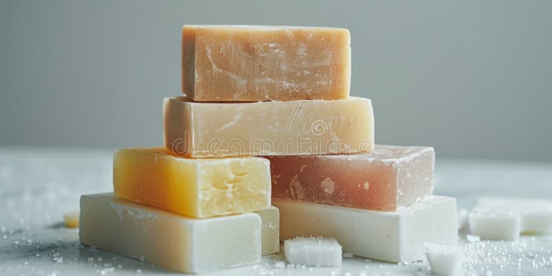 A Pile of Soap Blocks on a Table, Suitable for Hygiene or Cleaning ...
