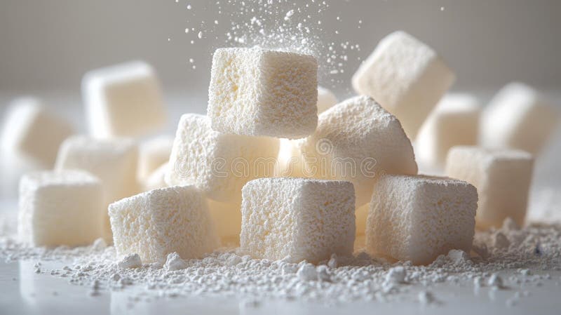 White Powdered Sugar Cubes in Motion Generative AI Stock Illustration ...