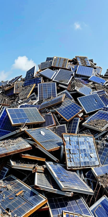 Pile of Solar Panels, Junkyard. AI Generative Stock Illustration ...