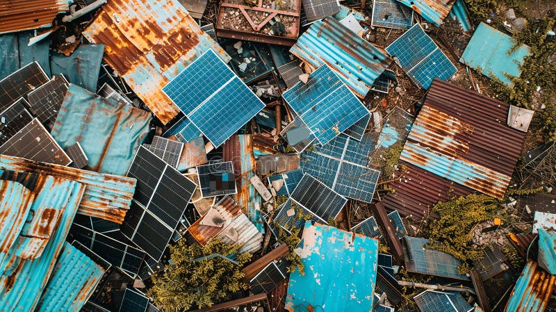 Pile of Solar Panels, Junkyard. AI Generative Stock Illustration ...