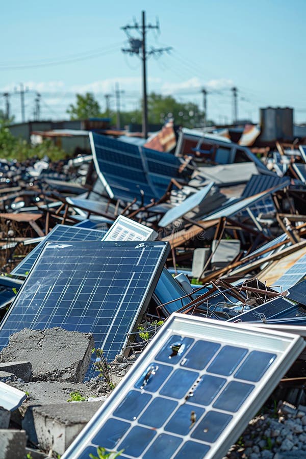 Pile of Solar Panels, Junkyard. AI Generative Stock Illustration ...