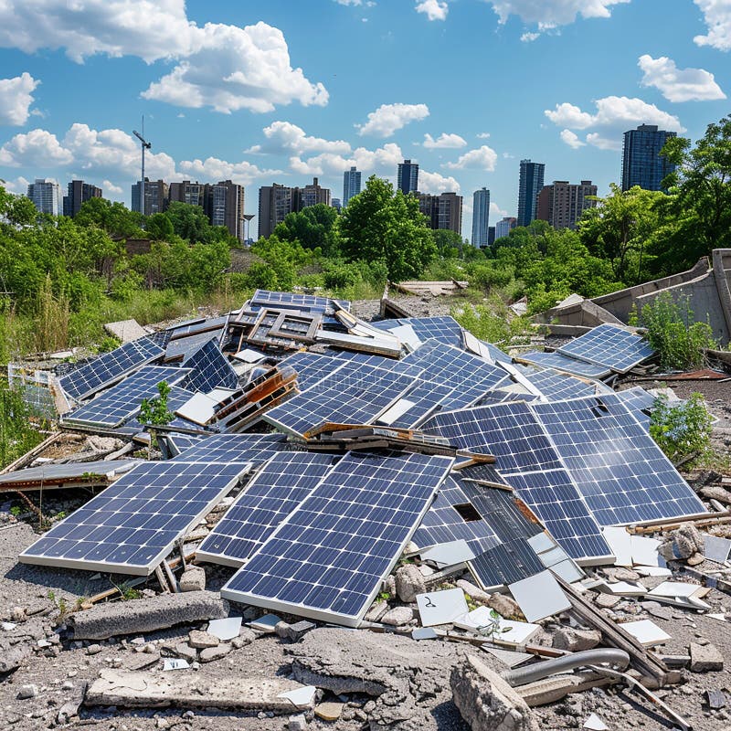 Pile of Solar Panels, Junkyard. AI Generative Stock Illustration ...