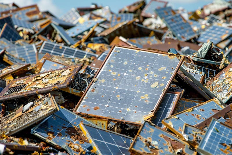 Pile of Solar Panels, Junkyard. AI Generative Stock Illustration ...