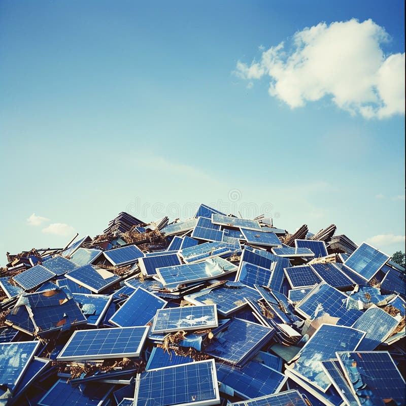 Pile of Solar Panels, Junkyard. AI Generative Stock Illustration ...