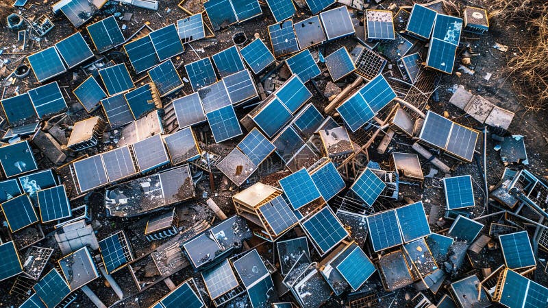Pile of Solar Panels, Junkyard. AI Generative Stock Illustration ...
