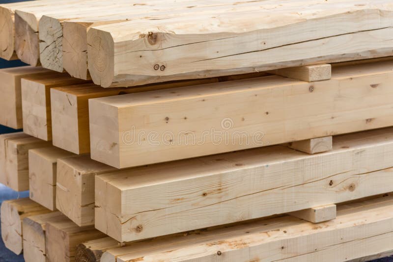 Solid Wood and Laminated Wood Beams Stock Image - Image of timber, pile ...