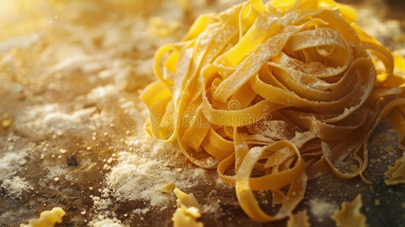 A Pile of Spaghetti on a Wooden Table Stock Image - Image of stacked ...