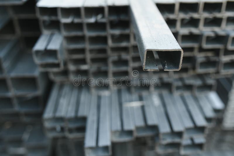 Pile of Square Metal Profiles Stock Image - Image of design, pipeline ...
