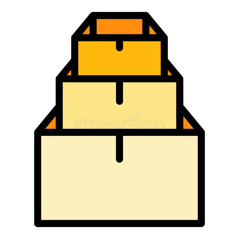 Pile Stack Box Icon Color Outline Vector Stock Vector - Illustration of ...