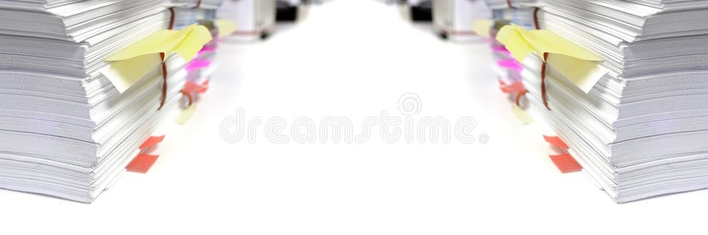 Pile or Stack of Papers with Tags and Notes Stock Image - Image of ...