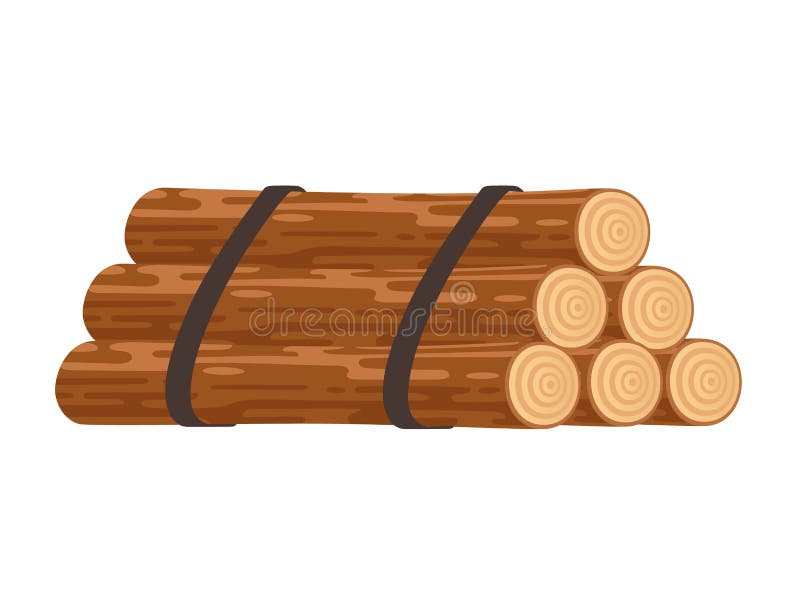 Pile Stack of Wooden Log Vector Illustration Isolated on White ...