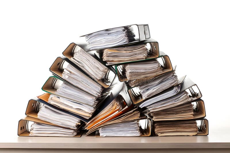 Pile of stacked binders stock illustration. Illustration of paper ...