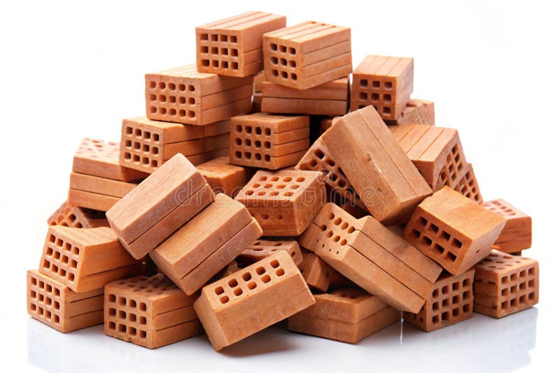 A Pile of Stacked Red Construction Bricks with Perforated Holes ...