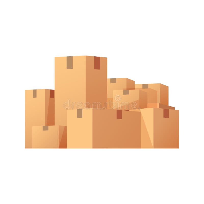 Goods in Cardboard Boxes. Vector Delivery and Packing Concept Stock ...