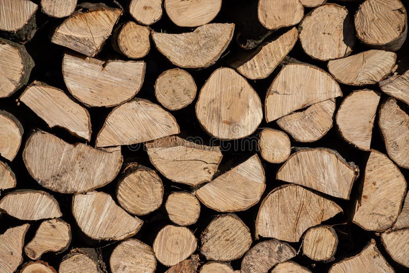 Pile of Stacked Triangle Firewood Prepared for Fireplace and Boiler ...