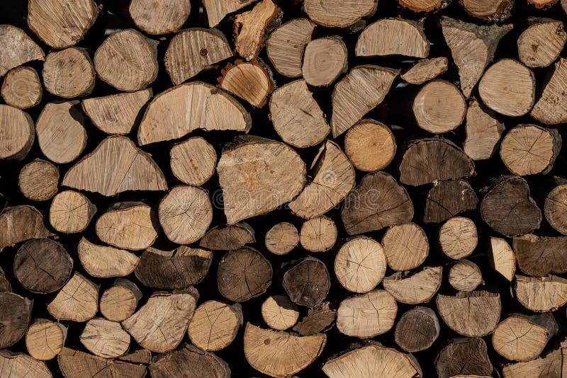 Pile of Stacked Triangle Firewood Prepared for Fireplace and Boiler ...