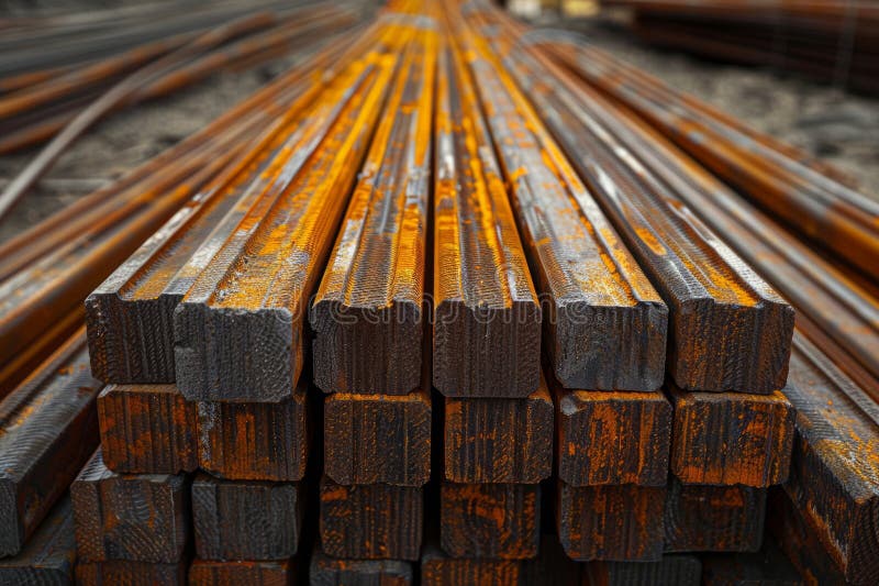 A Pile of Steel Bars in a Construction Site Stock Photo - Image of ...