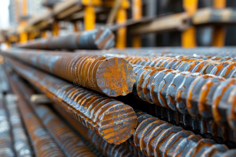 A Pile of Steel Bars in a Construction Site Stock Image - Image of ...