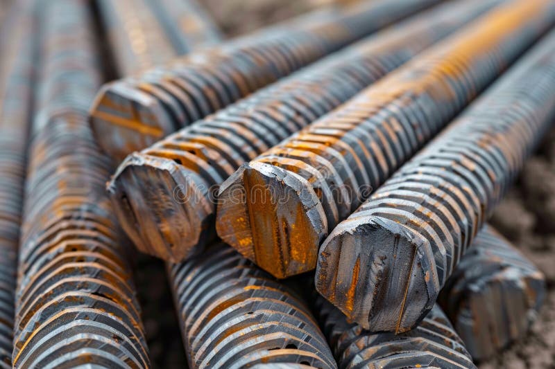 A Pile of Steel Rods in the Ground Stock Image - Image of site, pipe ...