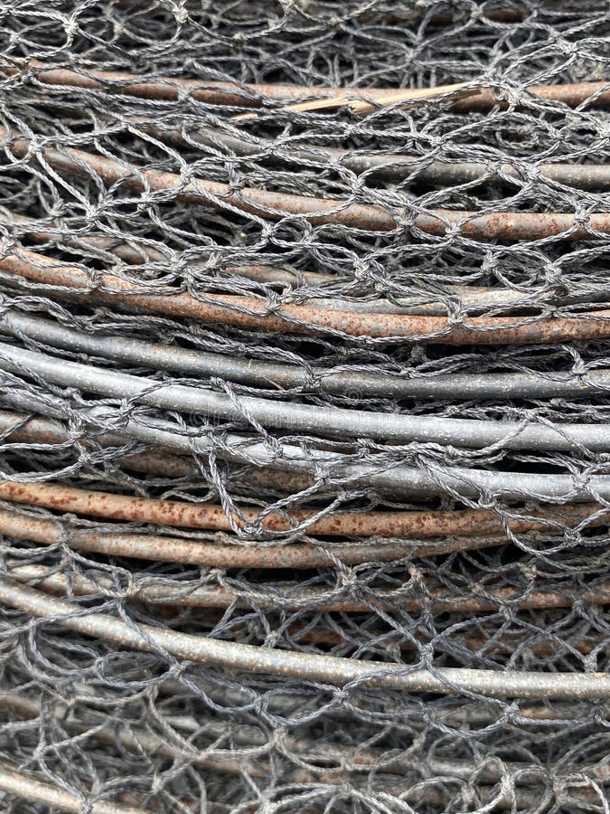 Pile of Steel Wire with Fishing Net Stock Photo - Image of line, rusty ...