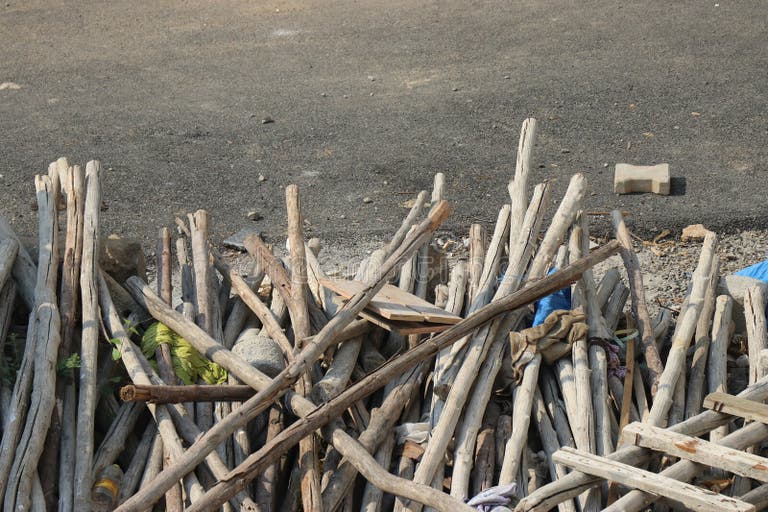 Pile of Sticks that is Used To Support Concrete Structures during ...