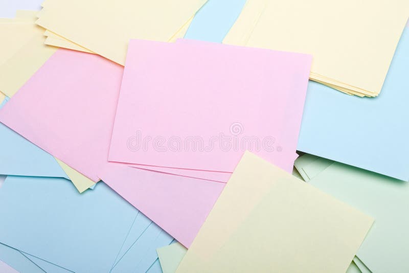 Pile of Sticky Notes on Office Table at Work Stock Photo - Image of ...