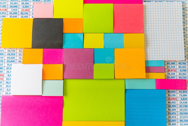 Pile of Sticky Notes on Office Table at Work Stock Image - Image of ...