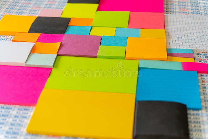 Pile of Sticky Notes on Office Table at Work Stock Photo - Image of ...