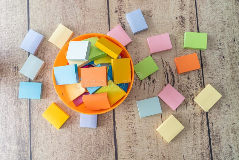 Pile of Sticky Notes on Office Table at Work Stock Photo - Image of ...