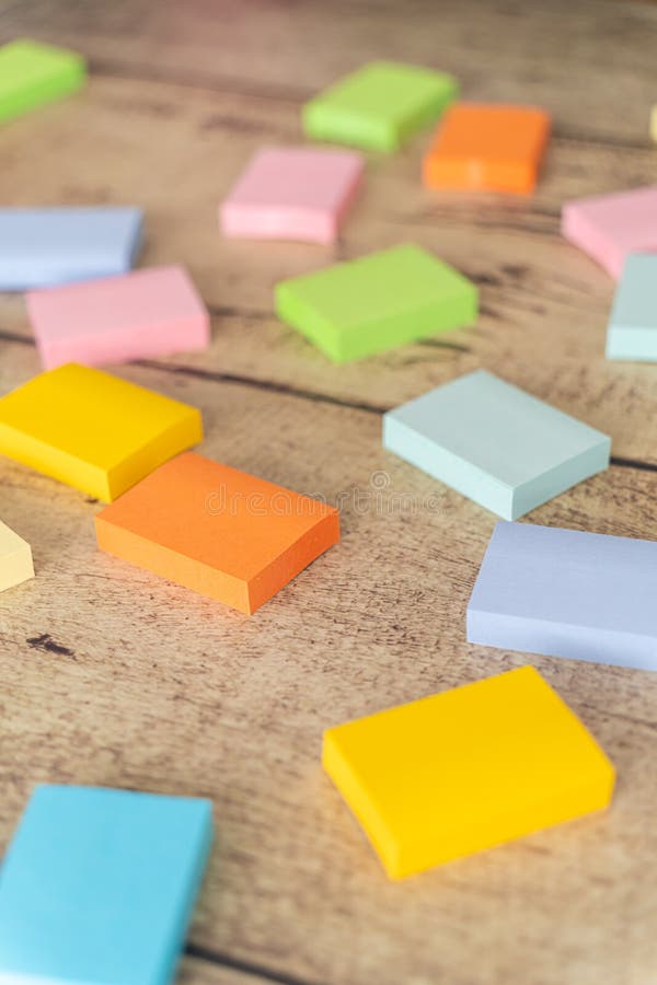Pile of Sticky Notes on Office Table at Work Stock Image - Image of ...