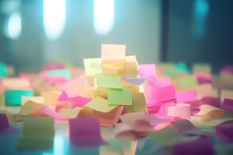 A Pile of Sticky Notes Sitting on Top of a Table Stock Illustration ...