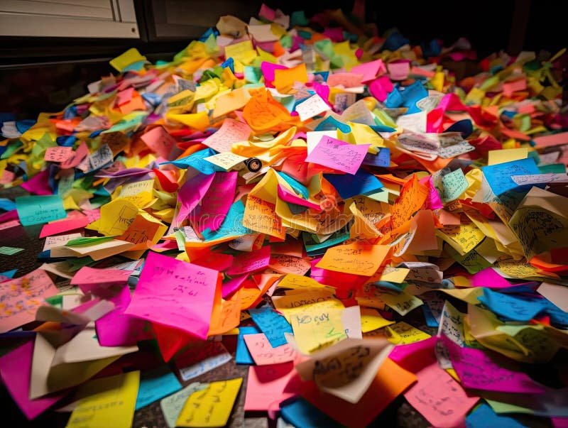Pile of Sticky Notes on Whiteboard Stock Illustration - Illustration of ...