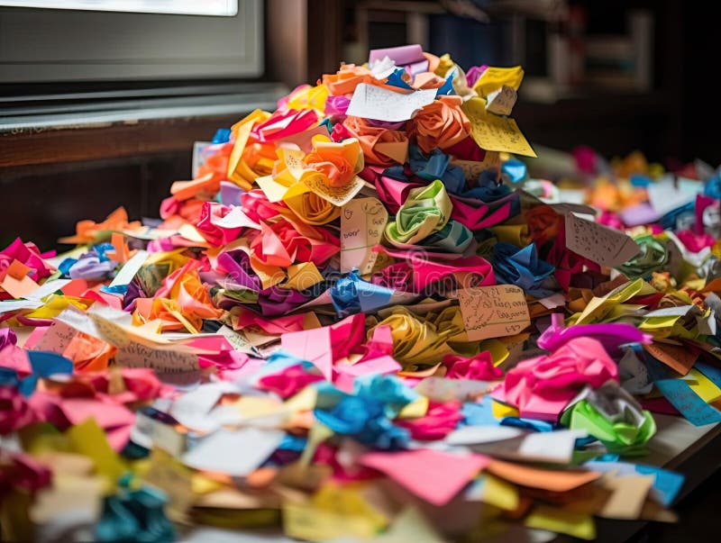 Pile of Sticky Notes on Whiteboard Stock Illustration - Illustration of ...