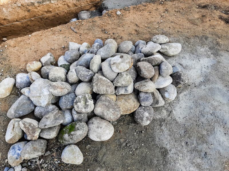 Pile of Stone Material on the Ground for Building Materials Stock Image ...