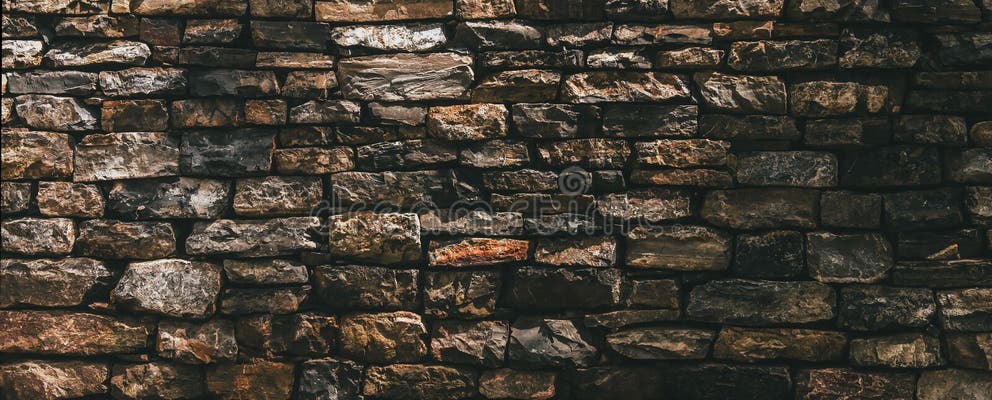 Pile of Stones Forms a Decorative Wall Stock Image - Image of ...