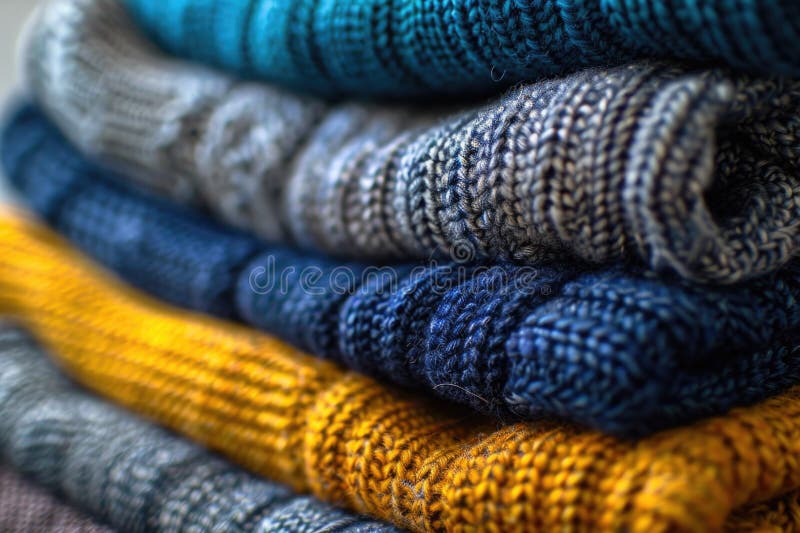 A Pile of Sweaters Stacked High on Top of Each Other Stock Image ...