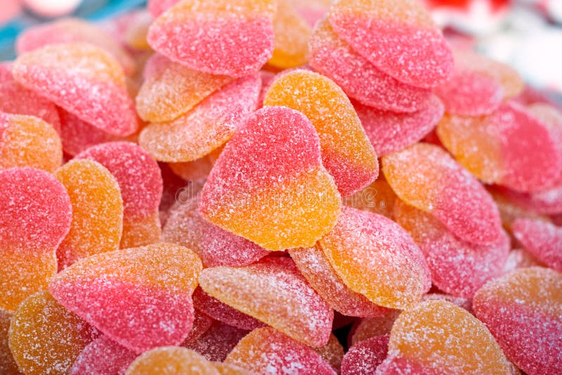 Pile Of Sweet Gelatin Hearts Stock Photo - Image of yellow, chemic: 9420518