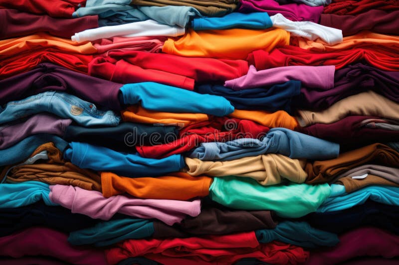 Pile of T-shirts As a Backdrop - Diverse Colors and Fabric Textures ...