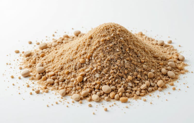 Pile of Tan Colored Sand and Small Rocks on White Background Stock ...